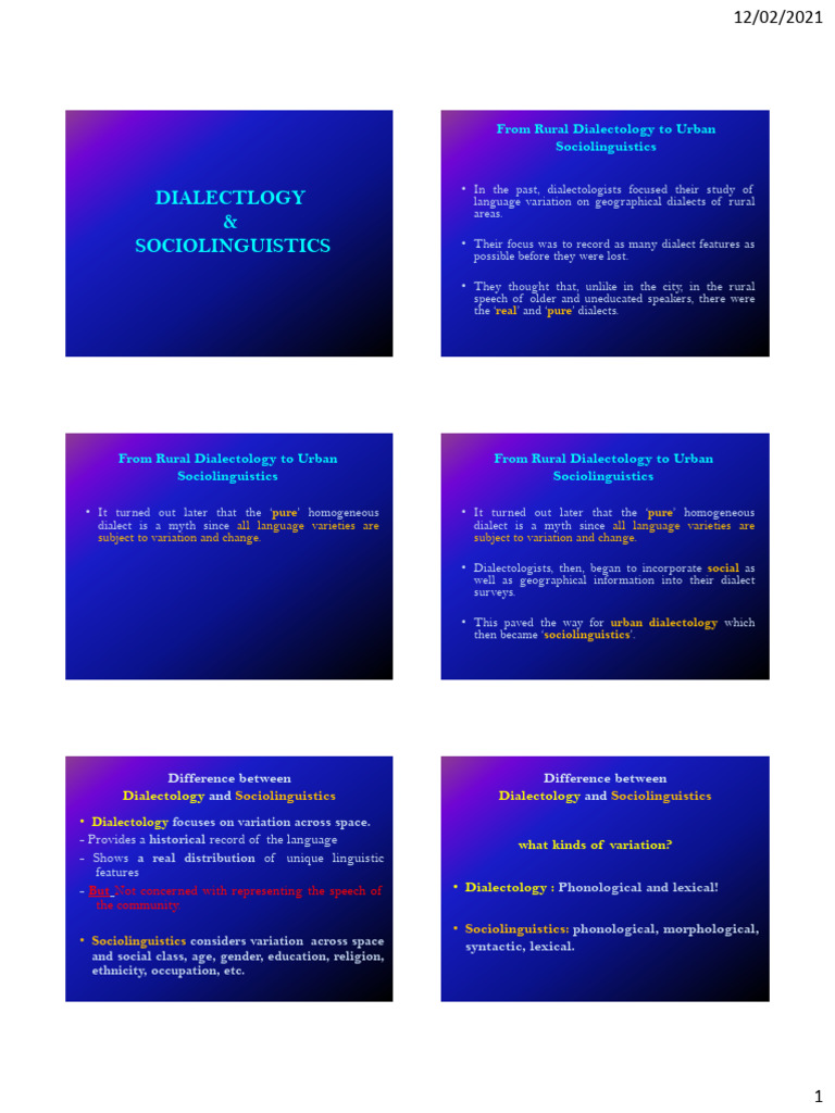 From Dialectology To Sociolinguistics Pdf Dialectology Sociolinguistics