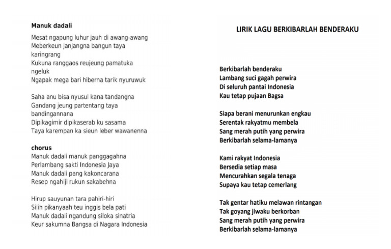 Lirik Manuk Dadali | PDF