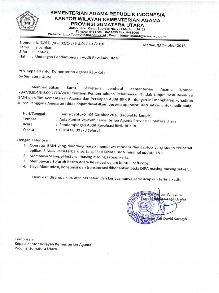 Undangan Revaluasi Pra Audit BPK | PDF