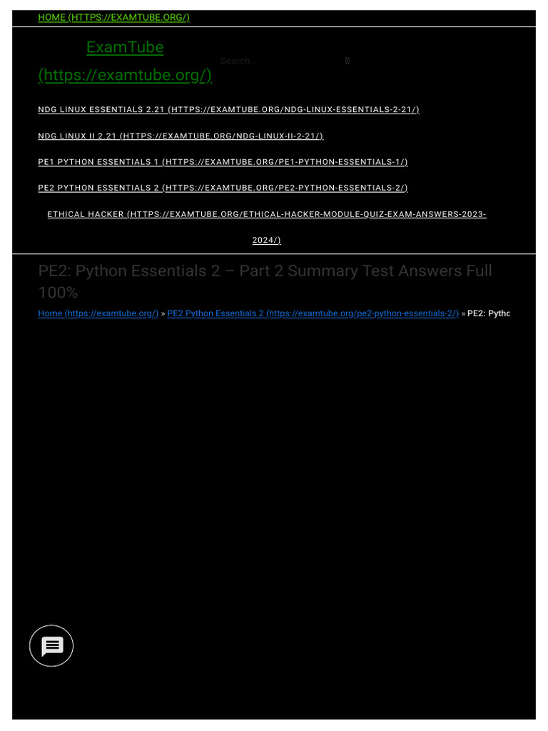Pe2 Python Essentials 2 Part 2 Summary Test Answers Full 100 Pdf Anonymous Function