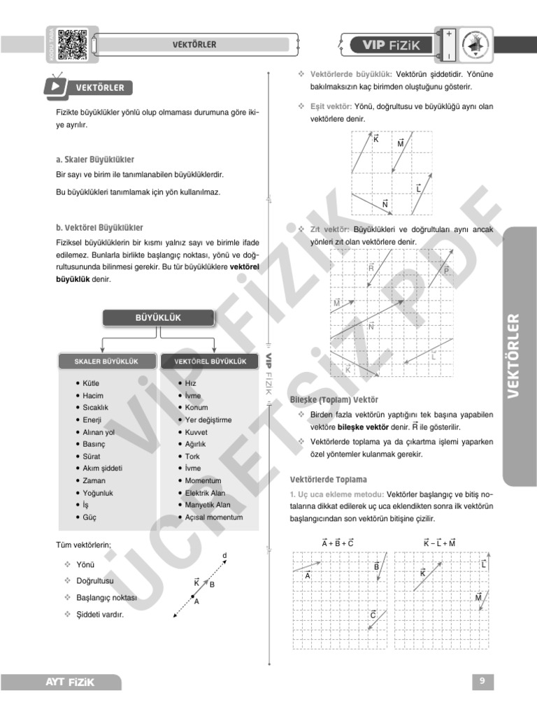 1 Vektörler VİP FİZİK | PDF