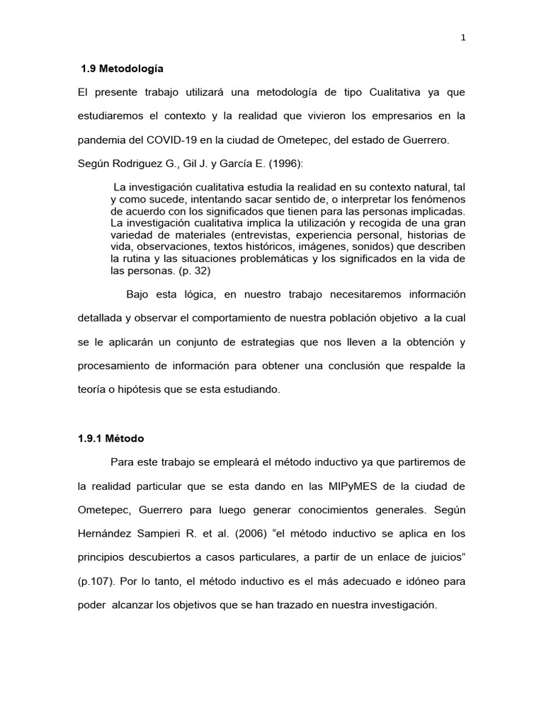 METODOLOGÍA | PDF | Razonamiento inductivo | Investigación cualitativa
