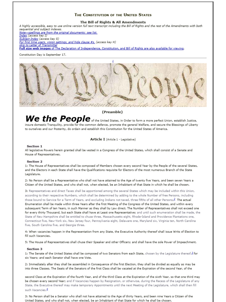 Constitution for the United States - We the People | PDF | U.S. State ...