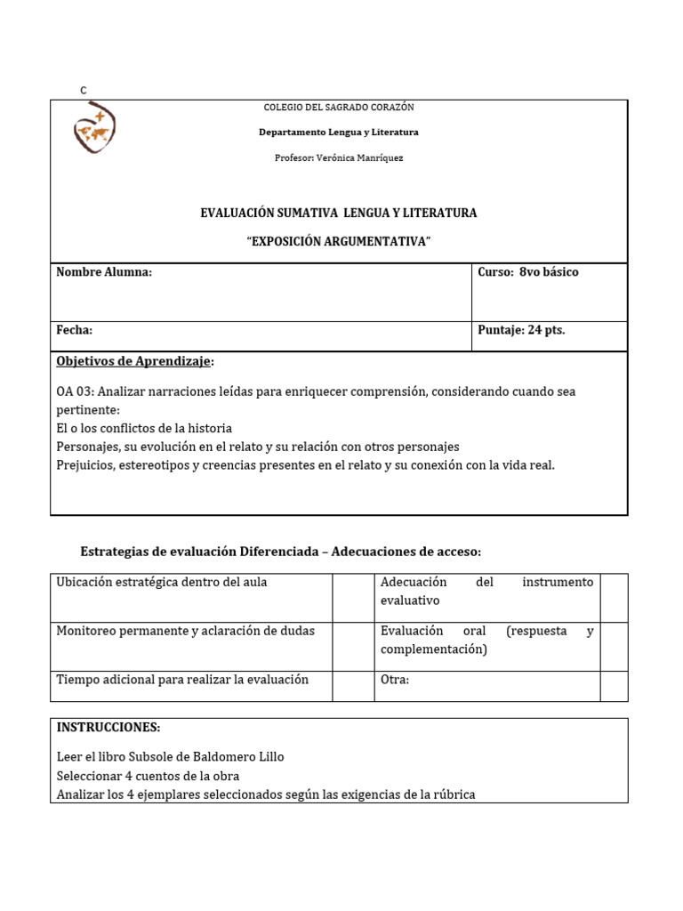 Lenguaje - Trabajo Recuperativo Libro Subsole | PDF | Evaluación | Cuentos