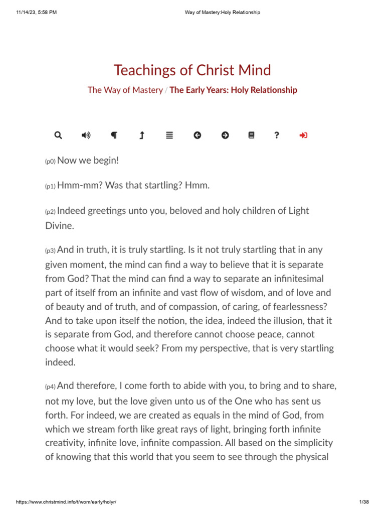 Way of Mastery - Holy Relationship | PDF | Mind | Jesus