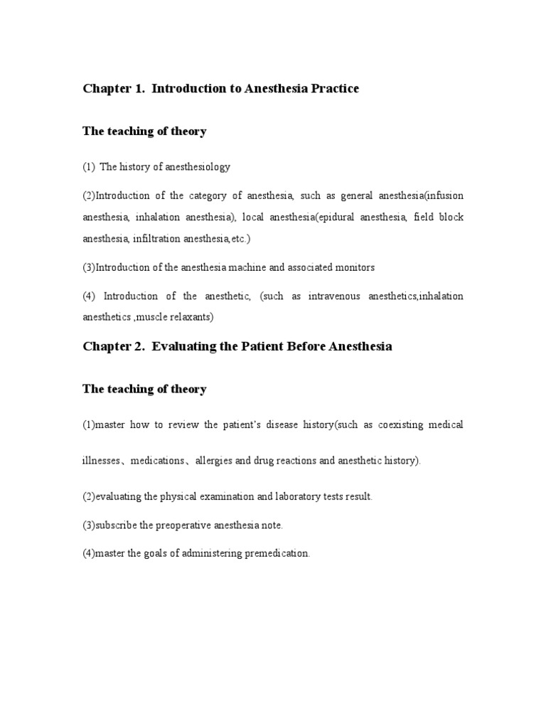 Chapter 1. Introduction To Anesthesia Practice: The Teaching of Theory ...
