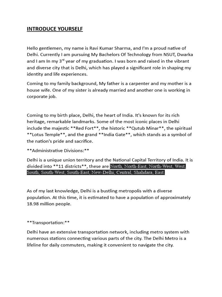 Introduce Yourself | PDF