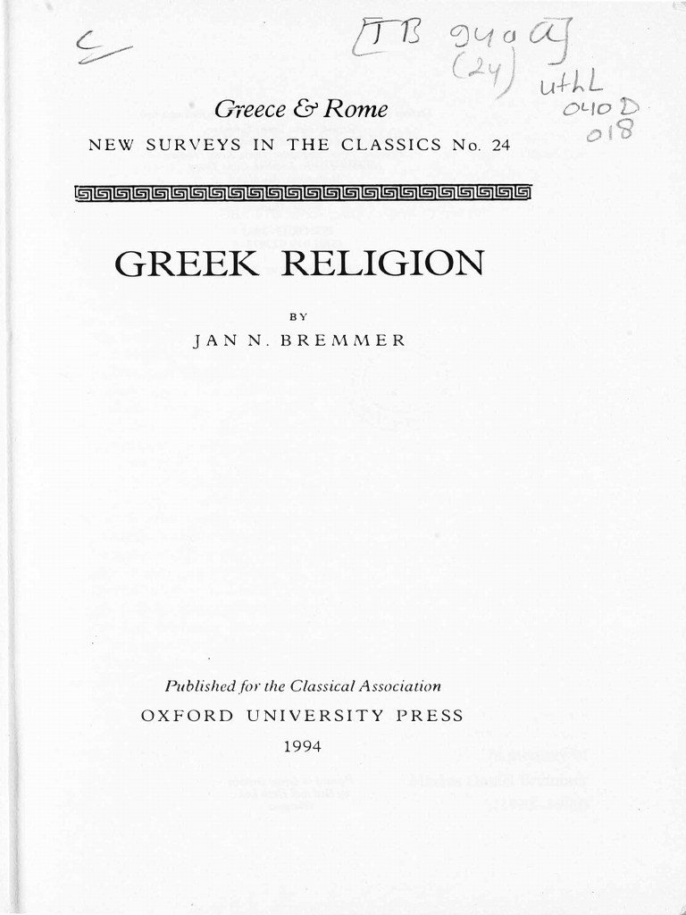 Week 1 - 2 Bremmer94-Greek Religion-Excerpts | PDF | Oracle | Apollo