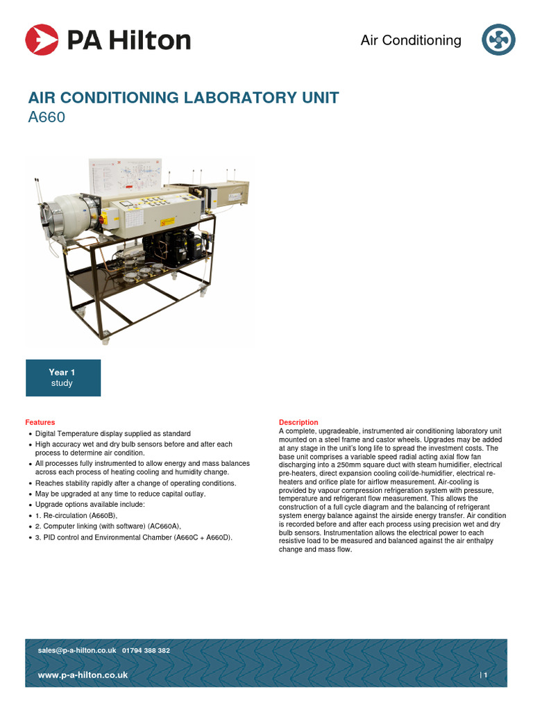 A660-Air Conditioning Laboratory Unit | PDF | Refrigeration | Air Conditioning
