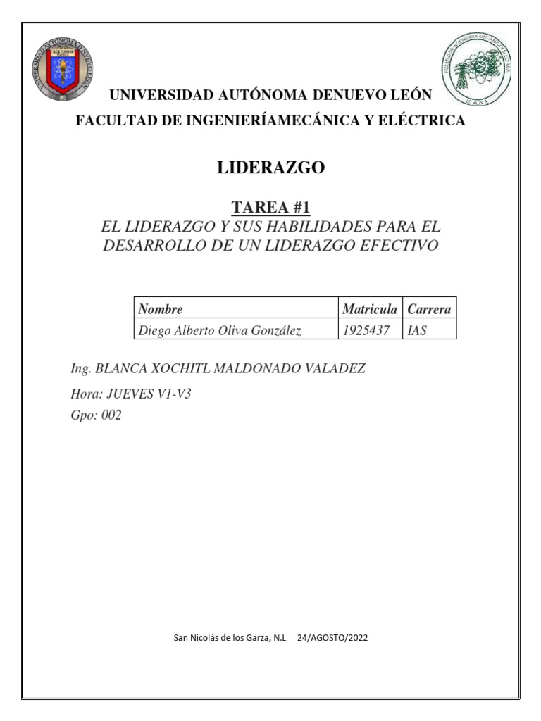 Oliva Gonzalez 002 Tarea #1 | PDF | Liderazgo | Mahatma Gandhi