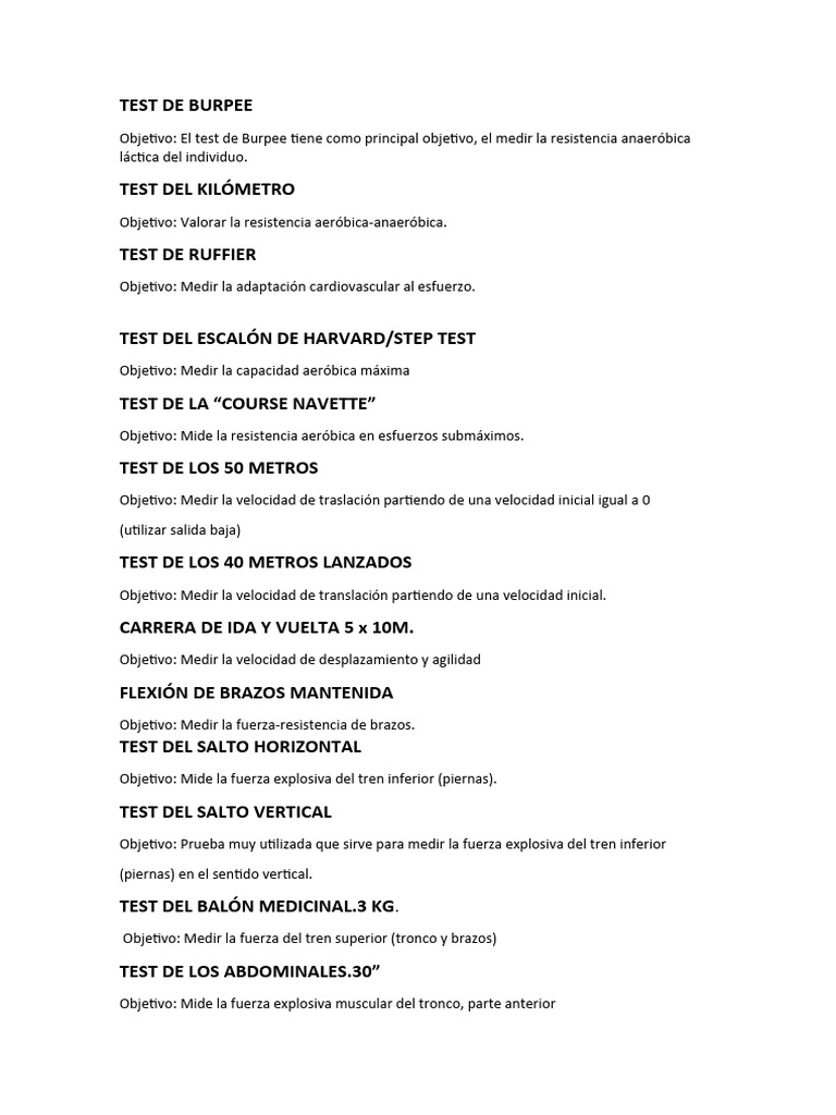 Test de Burpee | PDF | Resistencia | Contracción muscular