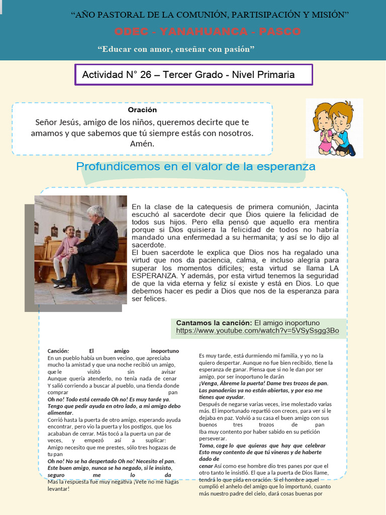 Tercer Grado Actividad 27 | PDF | Oración | Virtud