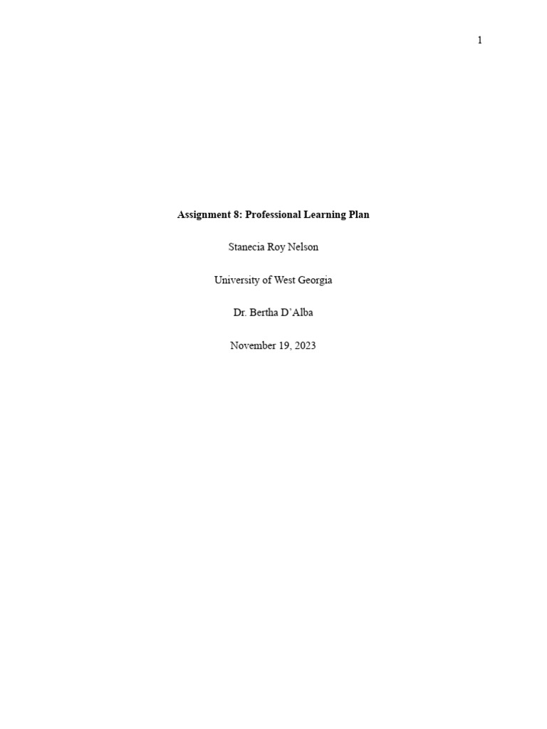 Medt 7490 Assignment 8 - Professional Learning Plan-1 | PDF | Libraries | Information Literacy