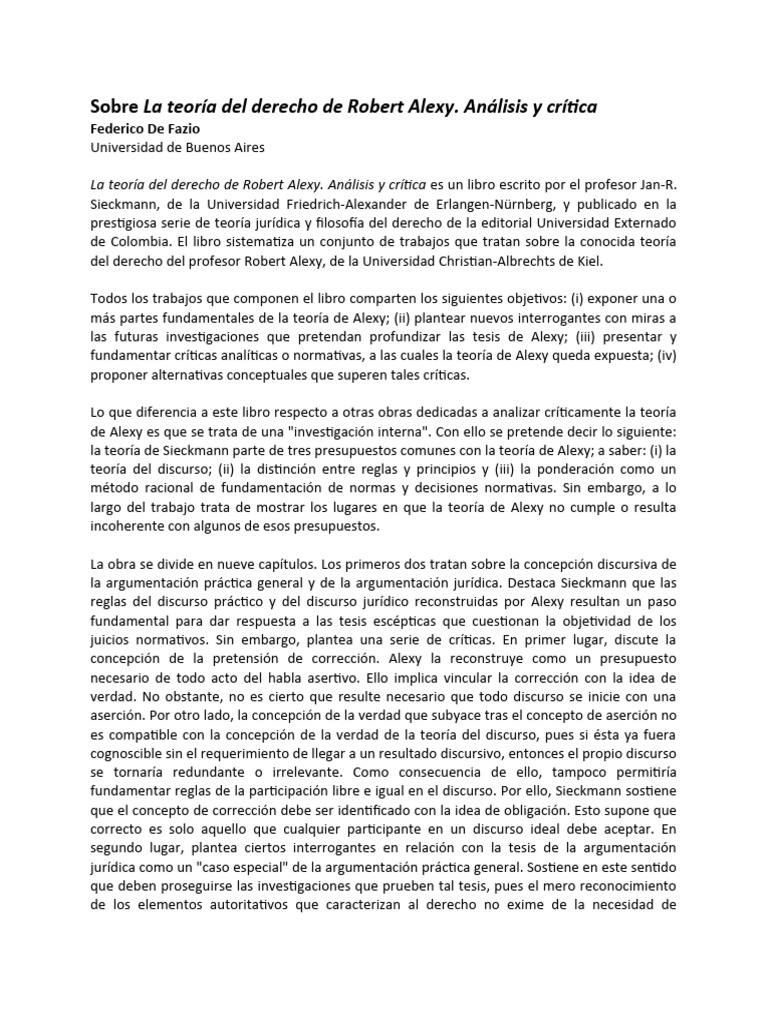 Sobre La Teoría Del Derecho de Robert Alexy | PDF | Derechos humanos ...