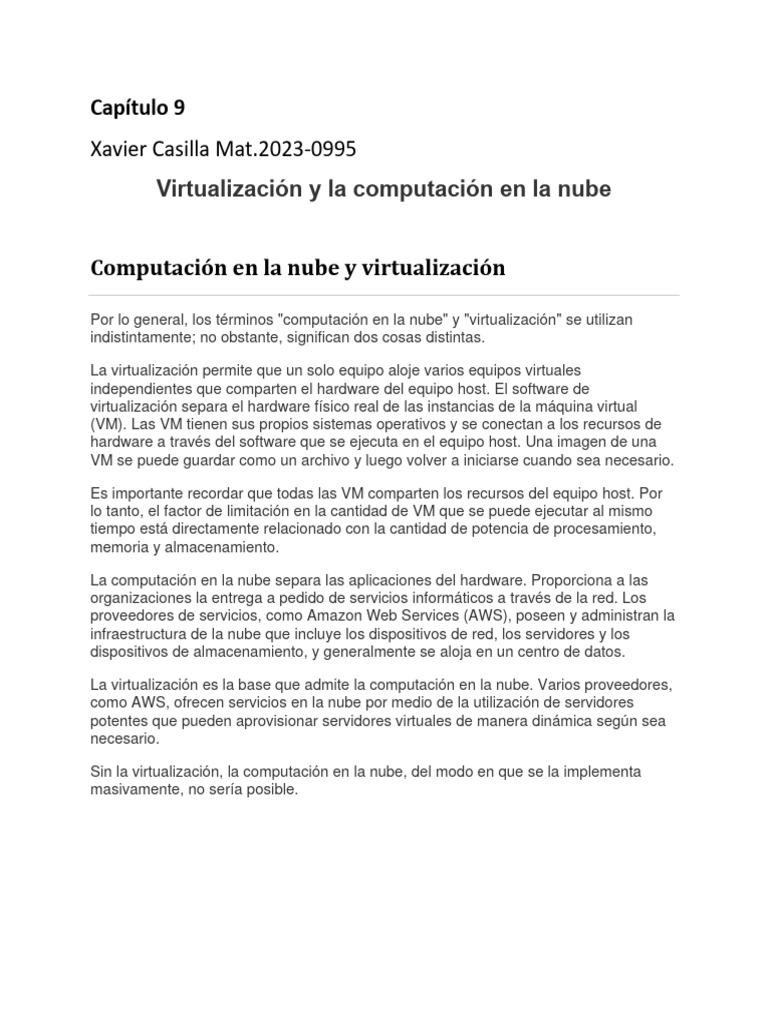 Cap 9 | PDF | Computación en la nube | Virtualización