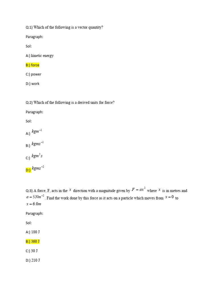 Phy 101 Tutorial | PDF | Velocity | Force