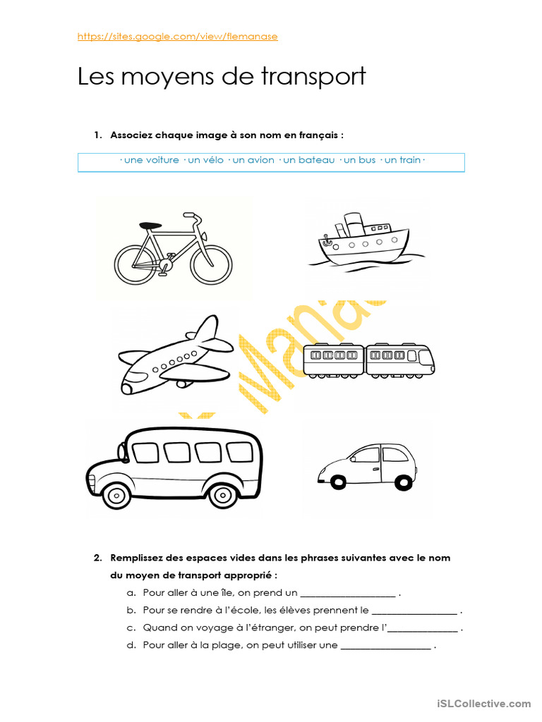 Les moyens de transport en français | PDF | Transport | Transport public