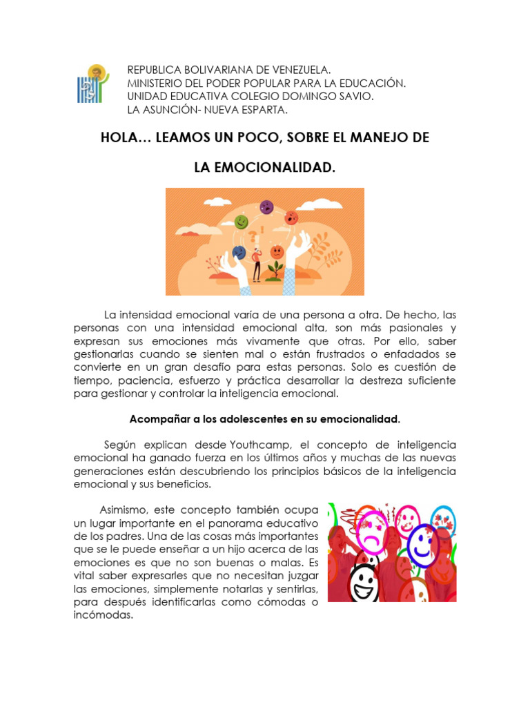 La Emocionalidad | Descargar gratis PDF | Las emociones | Inteligencia ...