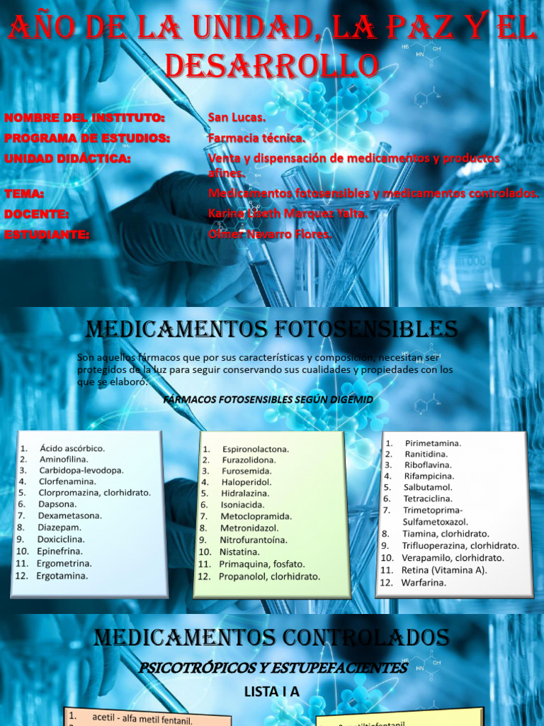 Medicamentos Fotosensibles y Controlados | PDF