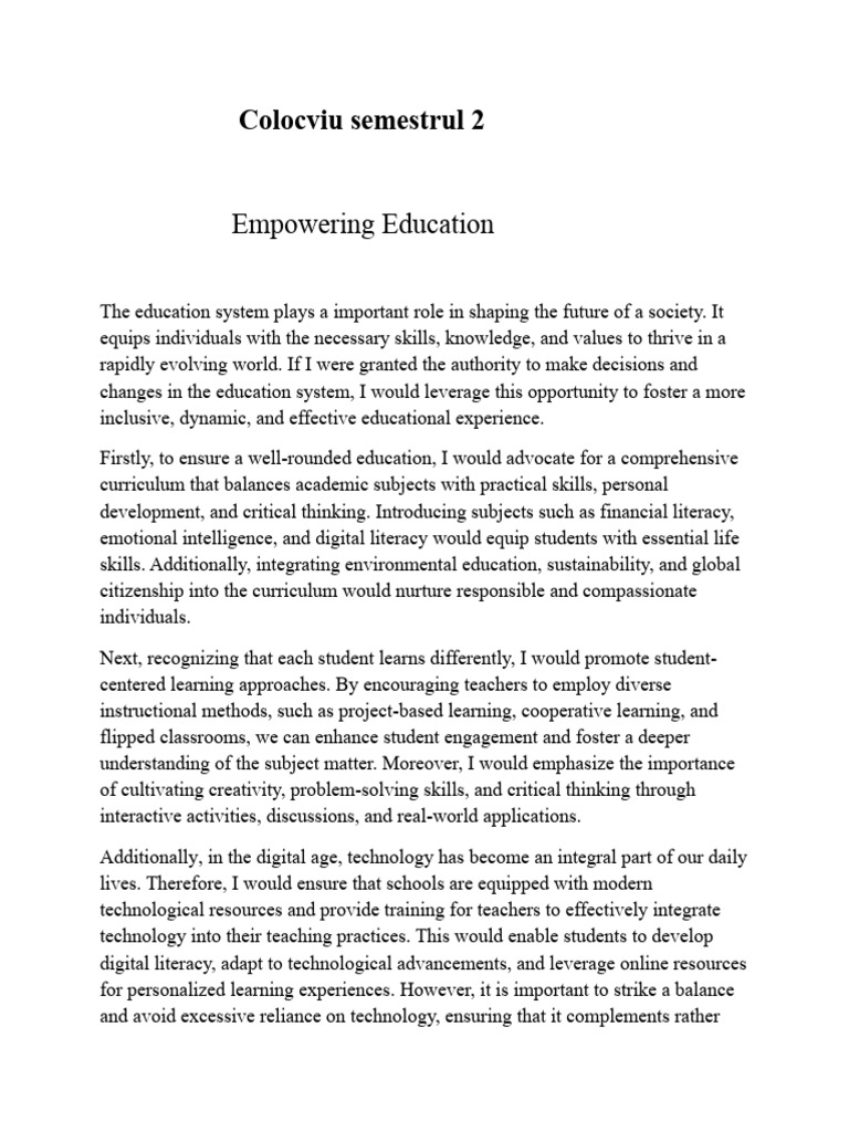 colocviu engleza | PDF | Project Based Learning | Learning