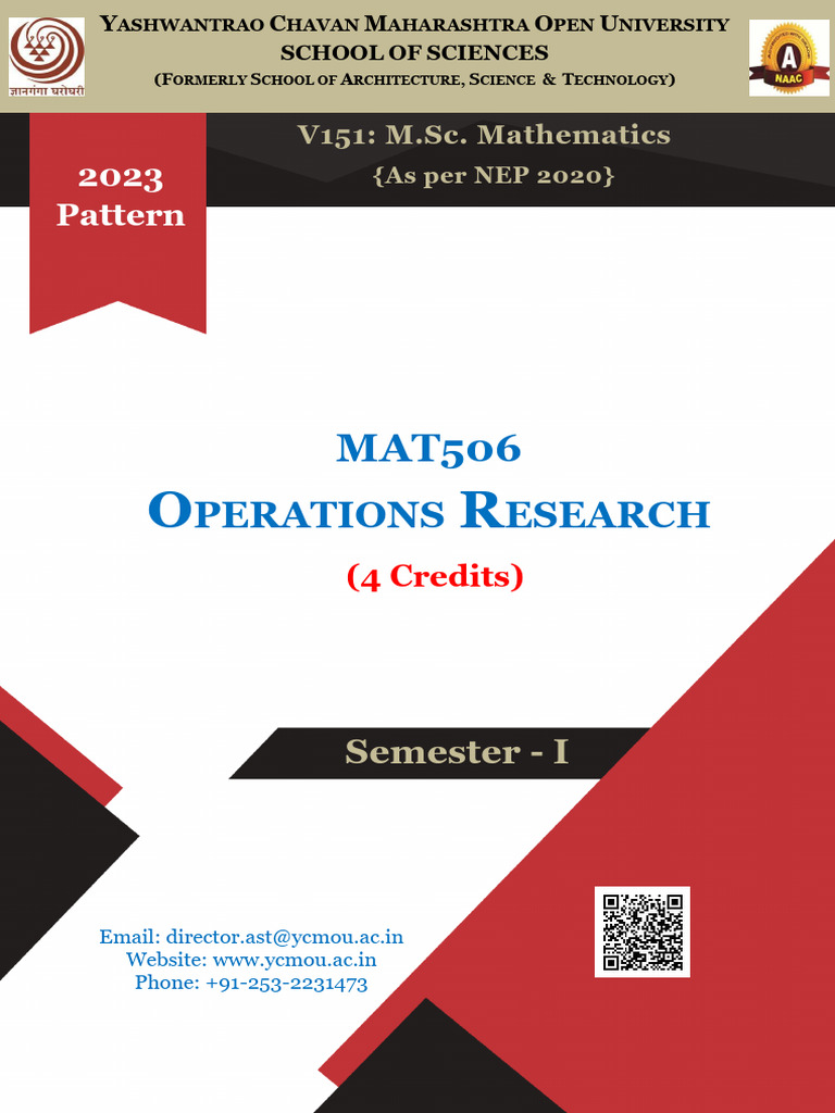 MAT506 Operations Research | PDF | Mathematical Optimization | Mathematical Model