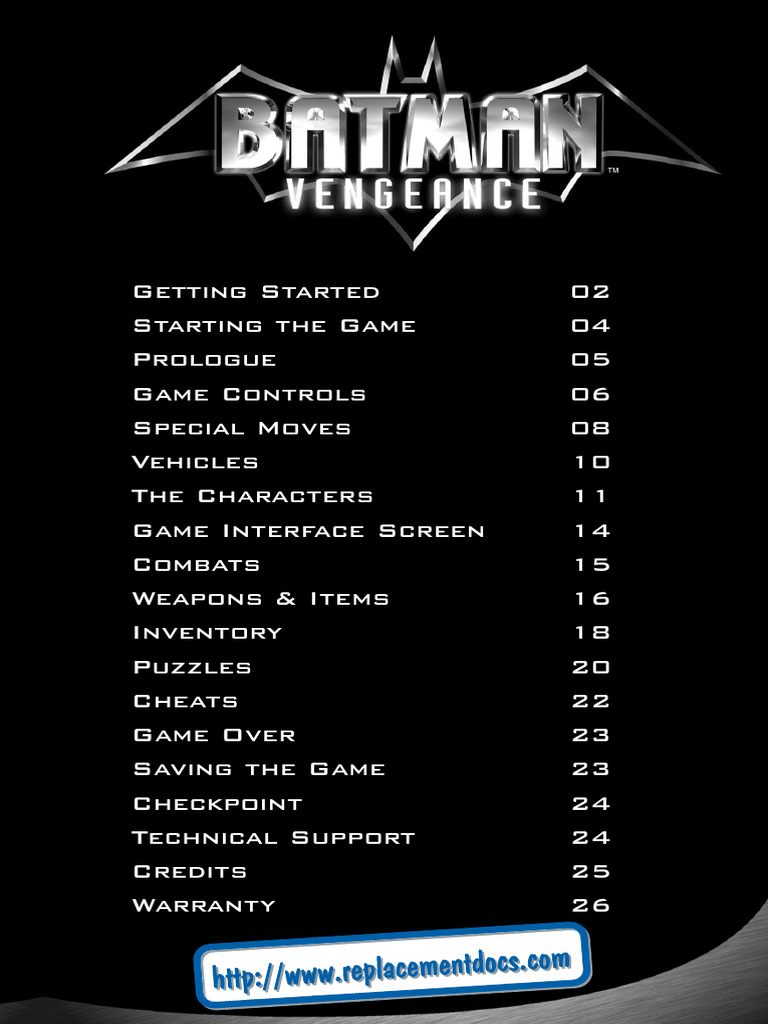 Batmanvengeance Manual | PDF | Batman