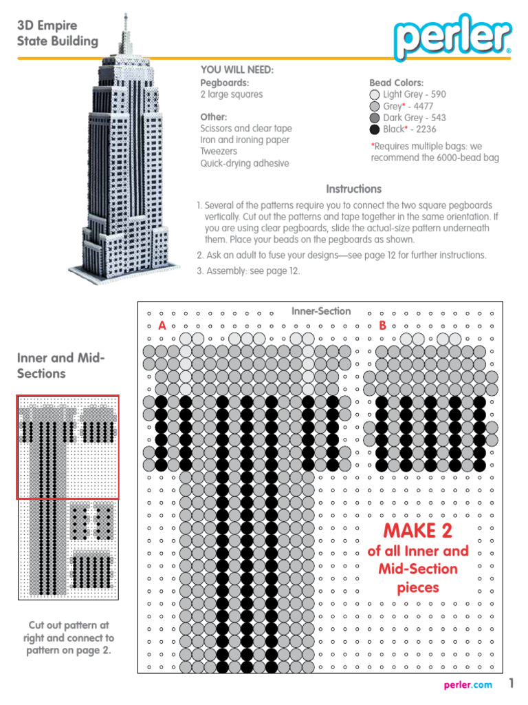 Perler Project Guide - 3d Empire State Building | PDF