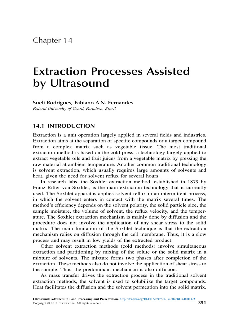 Extraction Processes Assisted by Ultrasound | PDF | Polyphenol | Phenolic Content In Wine