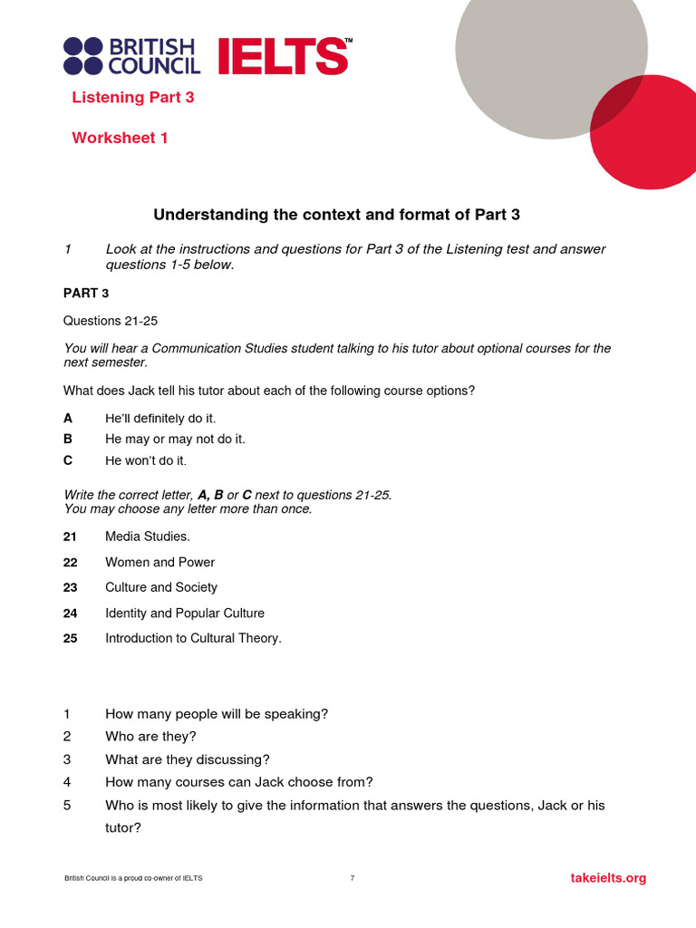 Listening Part 3 Matching Questions | Download Free PDF | International ...