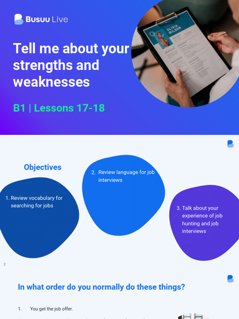 Busuu+Live+Lesson+7+ (Tell+me+about+your+strengths+and+weaknesses ...