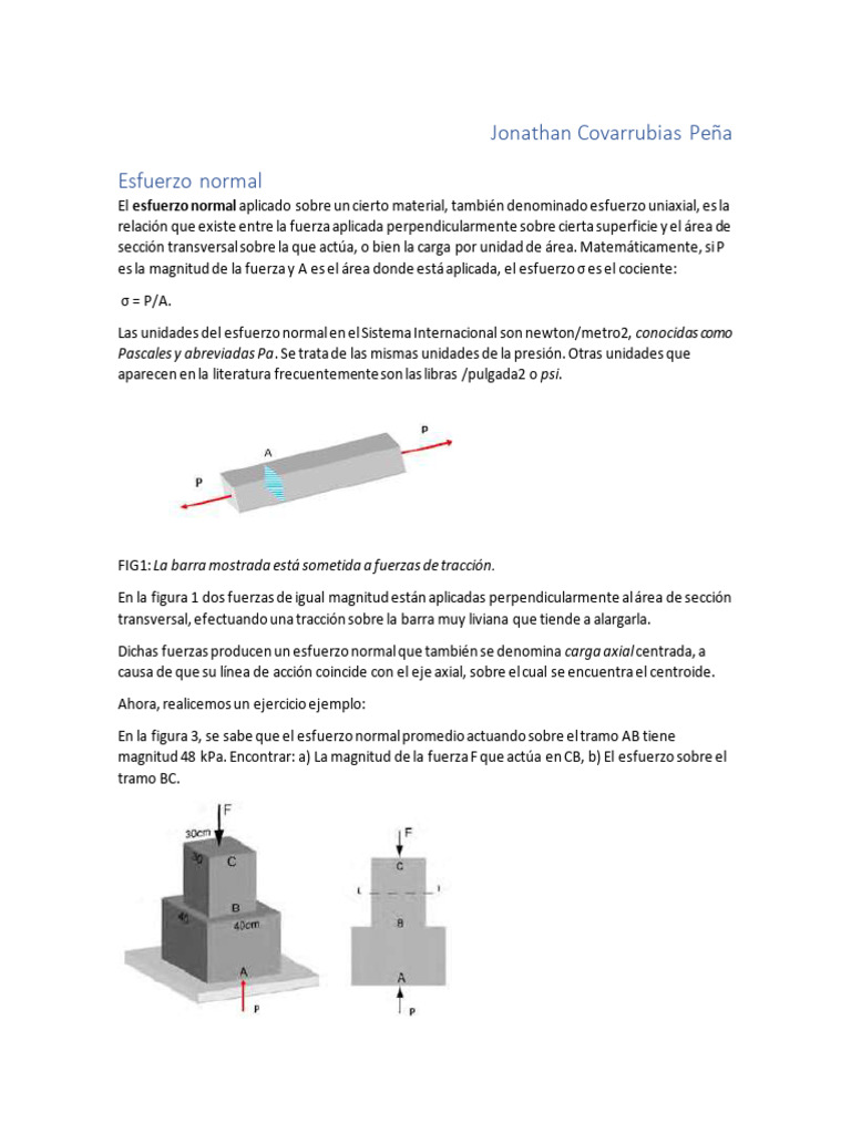 Esfuerzo Normal y Cálculos en Materiales | PDF
