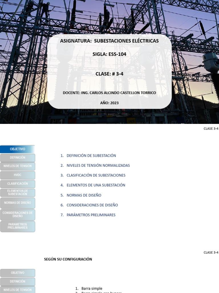 Clase 4 CONSIDERACIONES GENERALES PARA EL DISEÑO DE SUBESTACIONES | PDF | Subestacion electrica ...