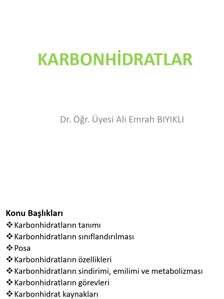 Beslenme İlkeleri - 1 - Karbonhidratlar-3. Hafta | PDF