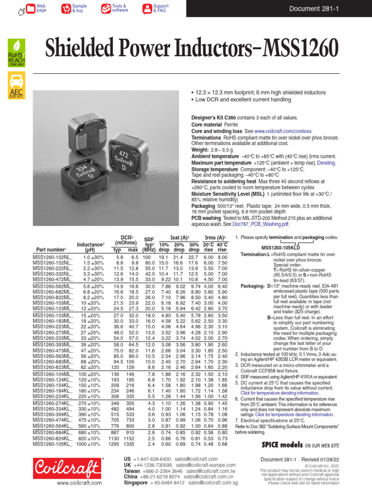 mss1260 270744 | PDF | Inductor | Electricity