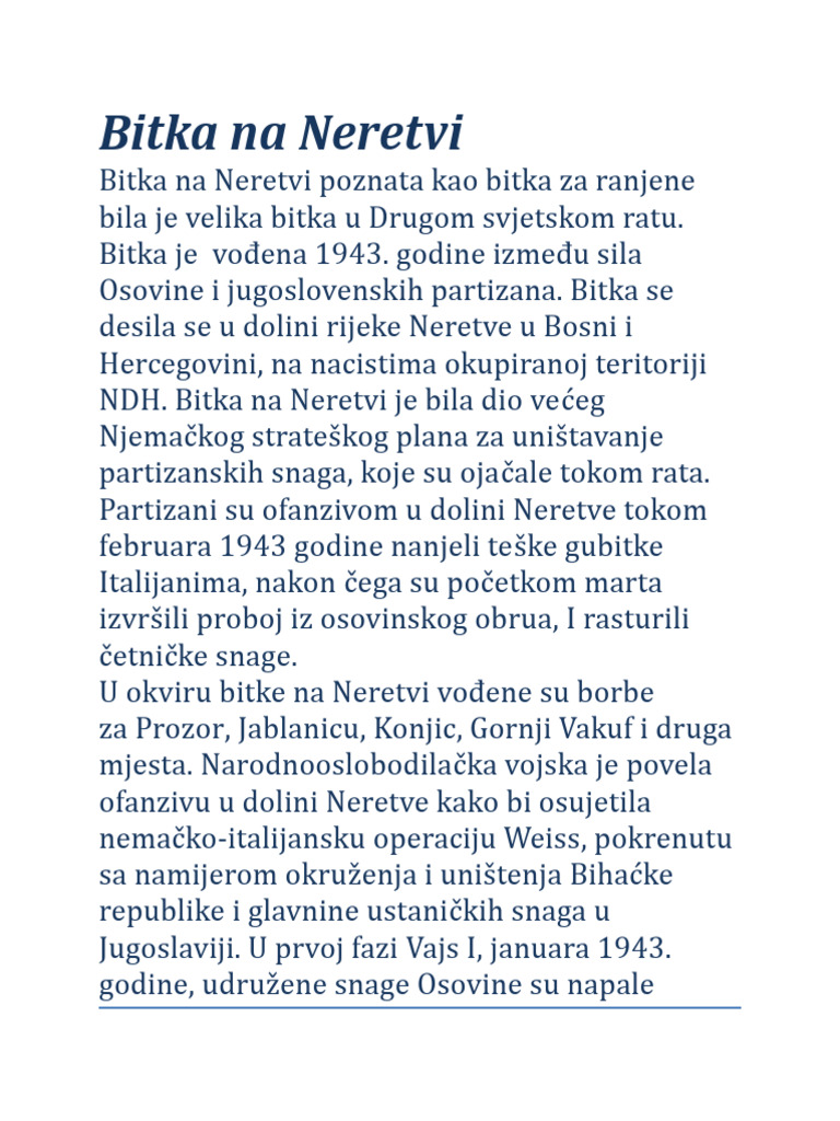 Bitka Na Neretvi | PDF