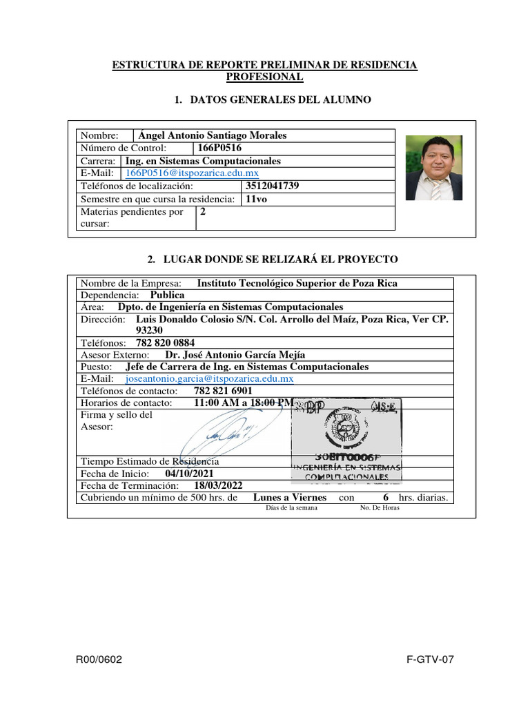 3 Estructura de Reporte Preliminar de Residencia Profesional | PDF | Diseño | Red mundial