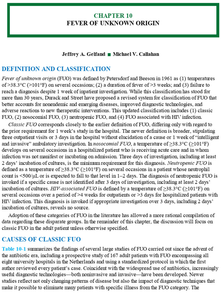 Understanding Fever of Unknown Origin | PDF | Tuberculosis | Infection