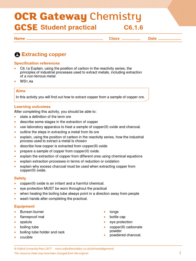 C6.1.6 - Extracting Copper | PDF | Oxide | Copper
