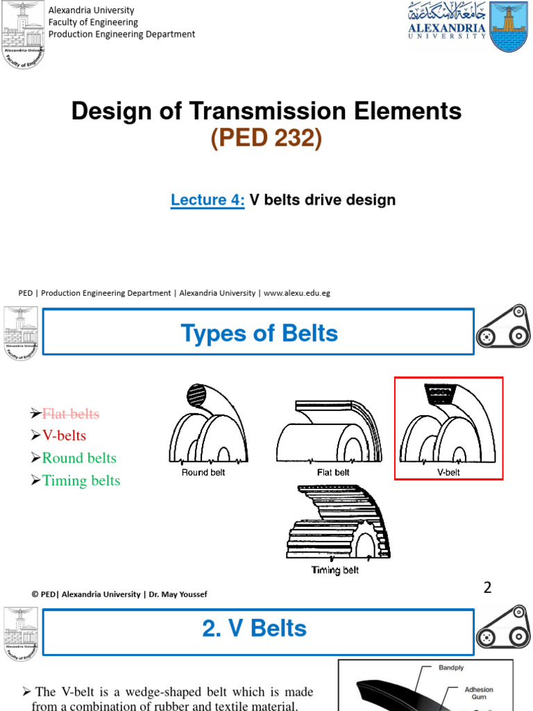 Lecture 4 V Belts Dreive Design | PDF | Belt (Mechanical) | Mechanical ...
