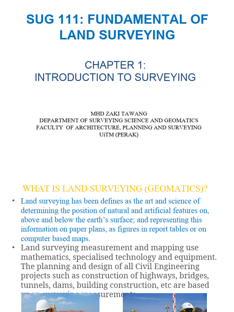 Sug111 Chapter 1 - Introduction To Land Surveying | PDF | Surveying | Angle Sug111 Chapter 1 - Introduction To Land Surveying | PDF | Surveying | Angle