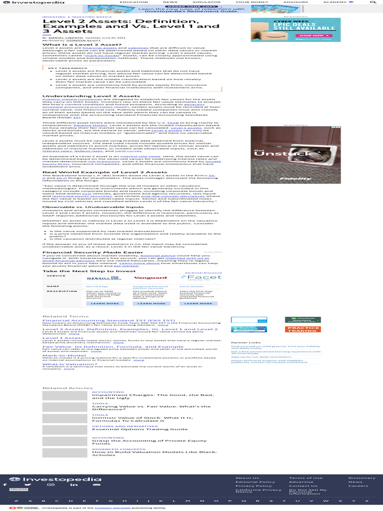 Level 2 Assets Definition Examples and vs. Level 1 and 3 Assets | PDF ...