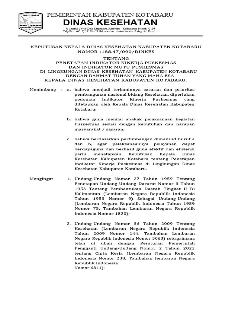 SK PKP Puskesmas 2023 | PDF