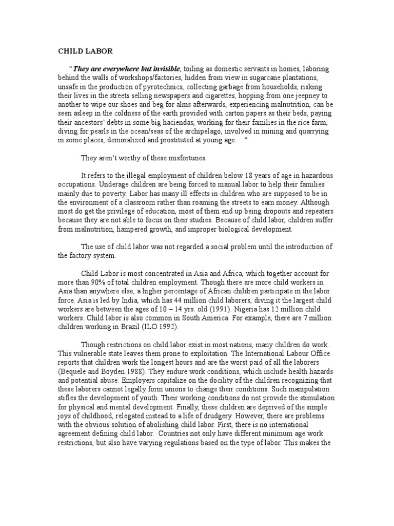 Child Labor With CDL Profile | PDF