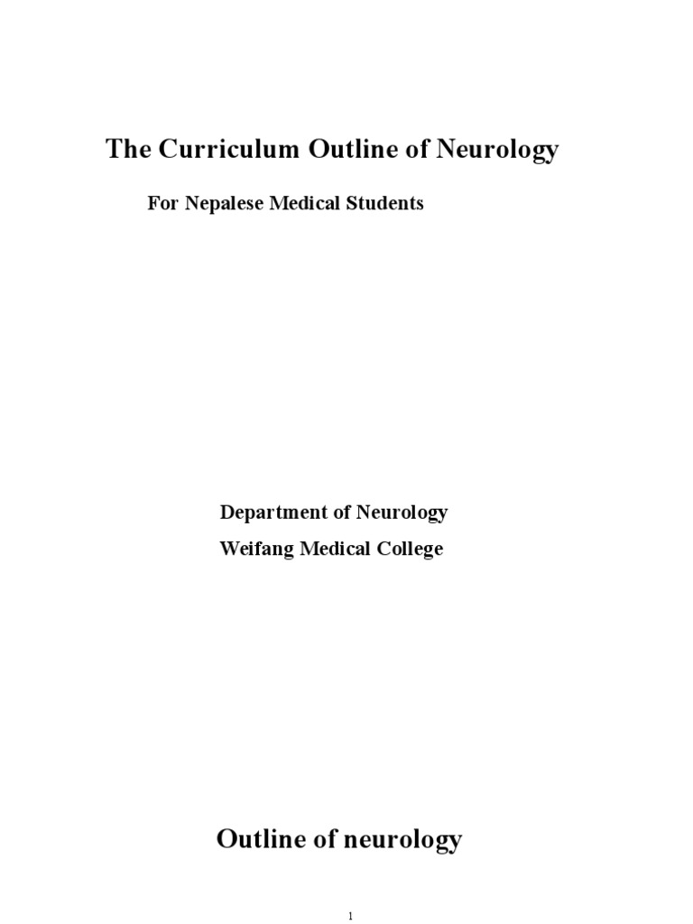 The Curriculum Outlineof Neurology | PDF | Stroke | Multiple Sclerosis
