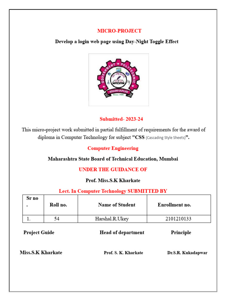 CSS MICRO-PROJECT Harshal Ukey | PDF | World Wide Web | Internet & Web