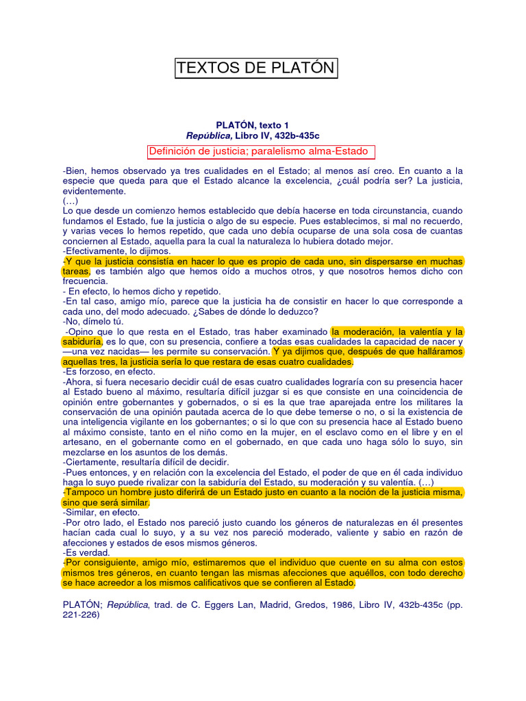 Textos de PLATÓN (Castellano) | PDF | Platón