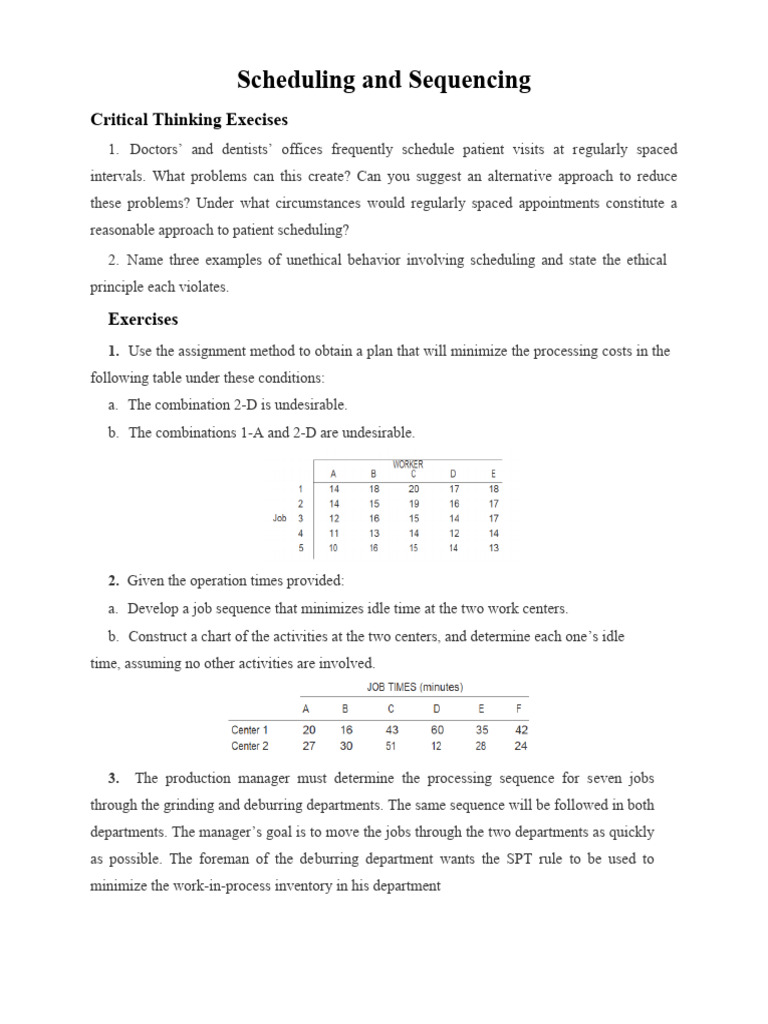 Scheduling and Sequencing | PDF | Psychology