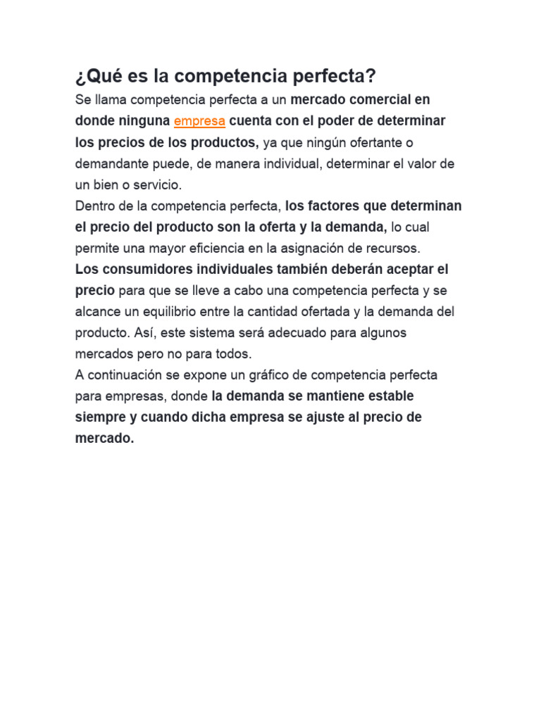 Qué Es La Competencia Perfecta e Imperfecta | PDF | Mercado (economía ...