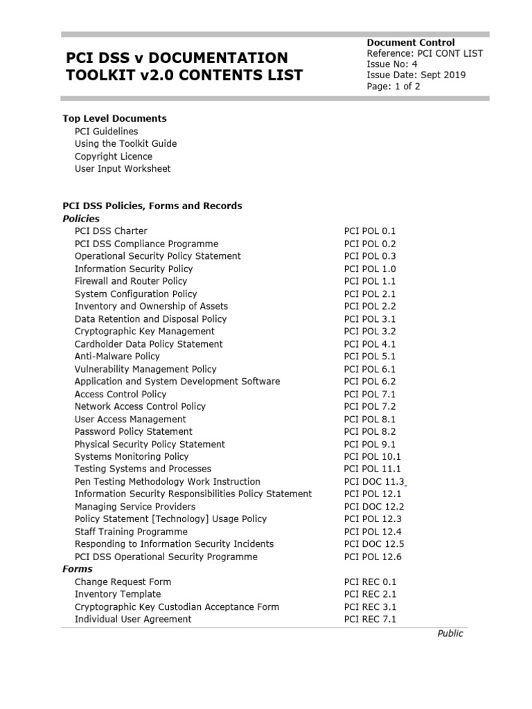 PCI ContentsList | PDF | Payment Card Industry Data Security Standard | Information Security