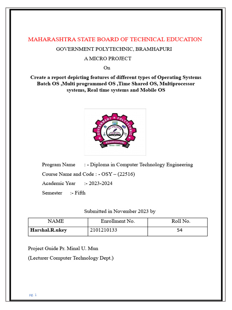 Operating System (Osy) Harshal | PDF | Operating System | Process (Computing)